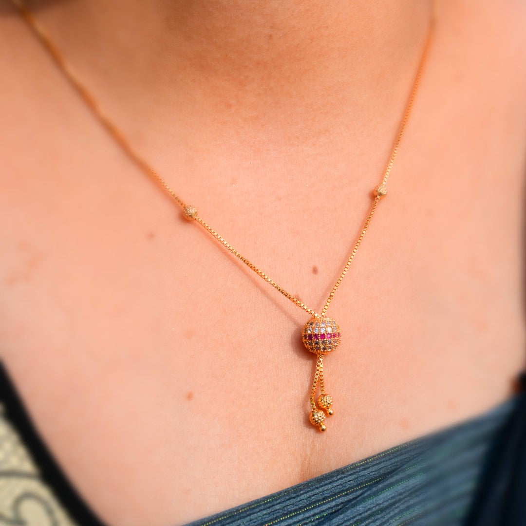 18 Inches Short Chain With White AD Stone Ball – LAWANYA FASHIONS